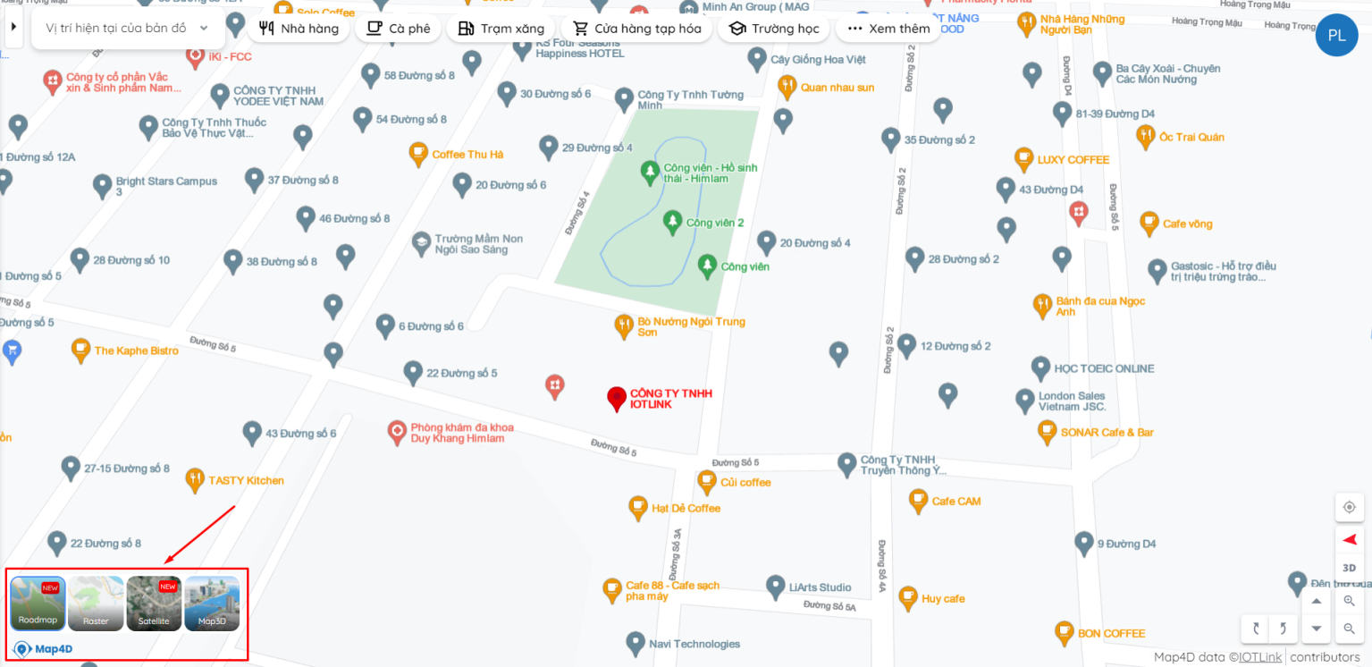 Cách xem bản đồ vệ tinh Map4D thấy nóc nhà bạn trên máy tính