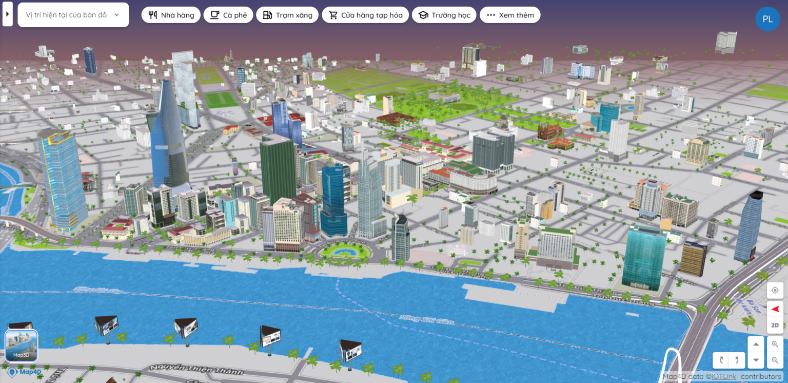 Cách xem bản đồ vệ tinh Map4D thấy nóc nhà bạn trên máy tính